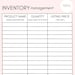 Printable Simplified Inventory Management Tracker Sheet for Small ...