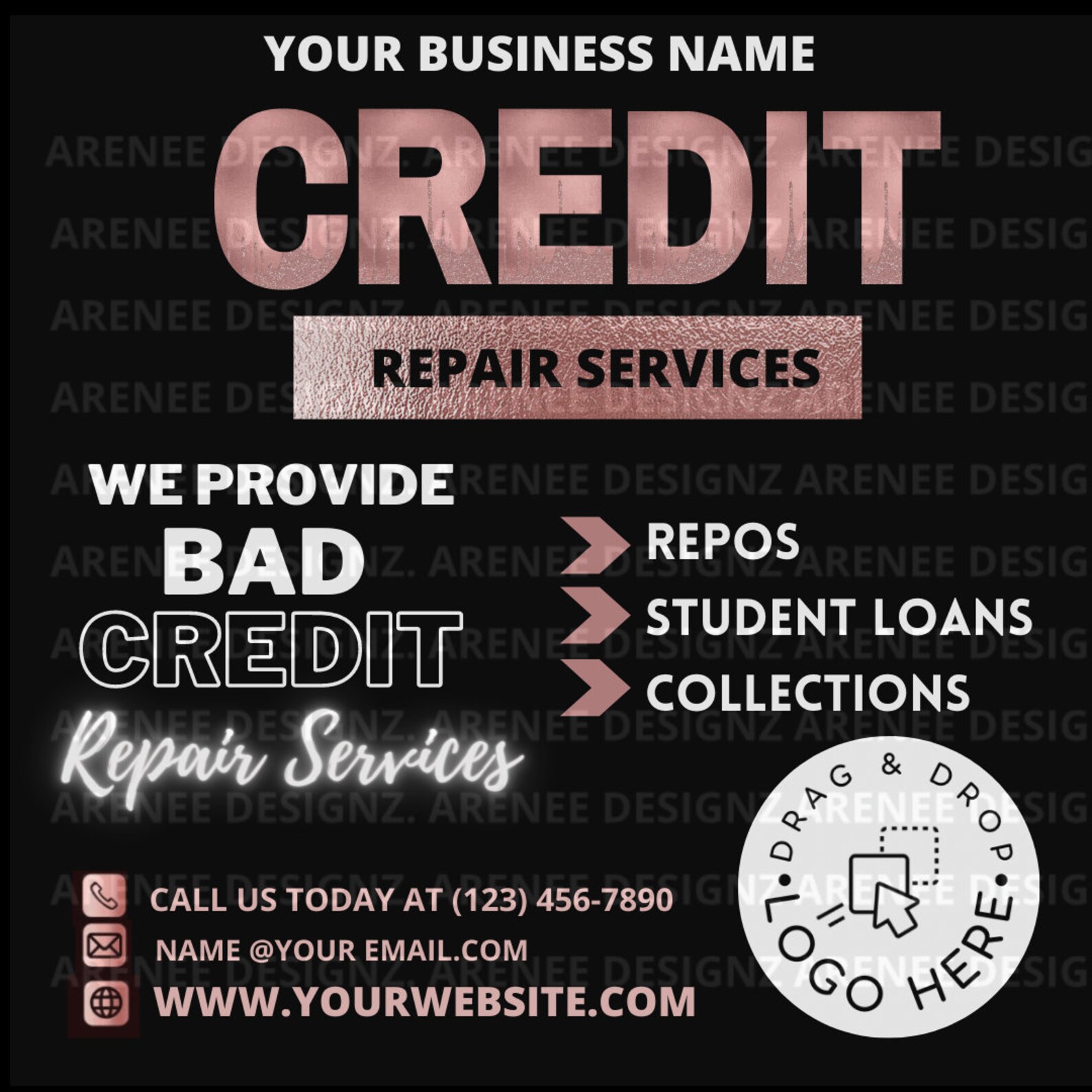 Set/7 Credit Repair Flyer Credit Restoration Templates Diy - Etsy
