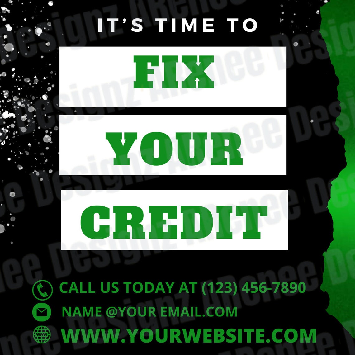 Set/7 Credit Repair Flyer Credit Restoration Templates Diy - Etsy