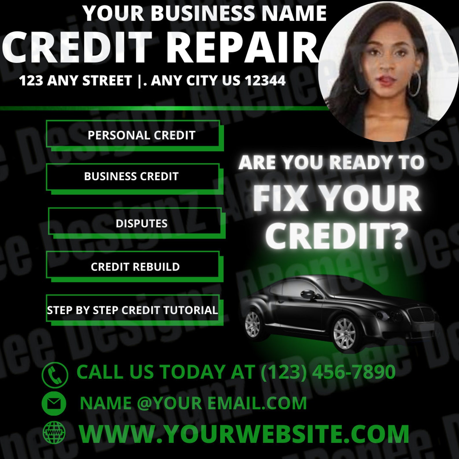 Set/7 Credit Repair Flyer Credit Restoration Templates Diy Social Media ...