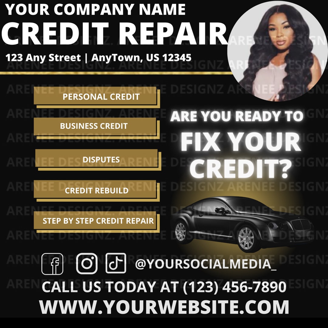 Set/7 Credit Repair Flyer - Credit Restoration Templates - Diy Social ...