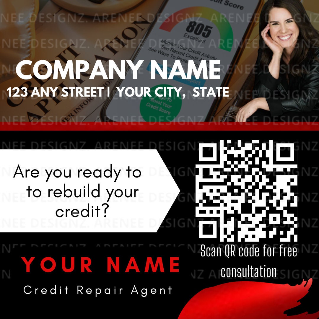 Set/7 Credit Repair Flyer Templates for Make or Female, Diy Social ...