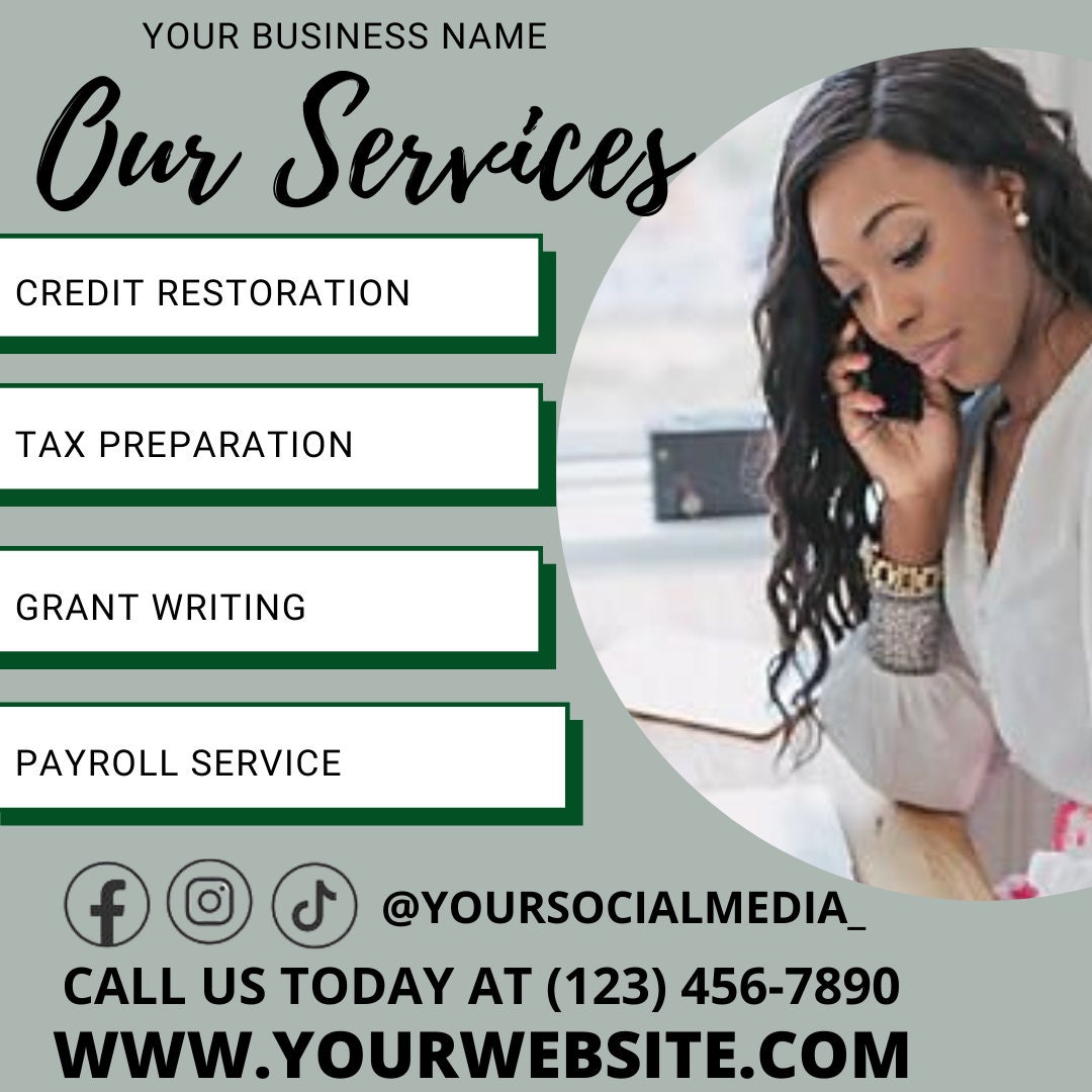 Set/16 Tax Prep DIY Social Media Flyers // Tax Preparer Template, Tax ...