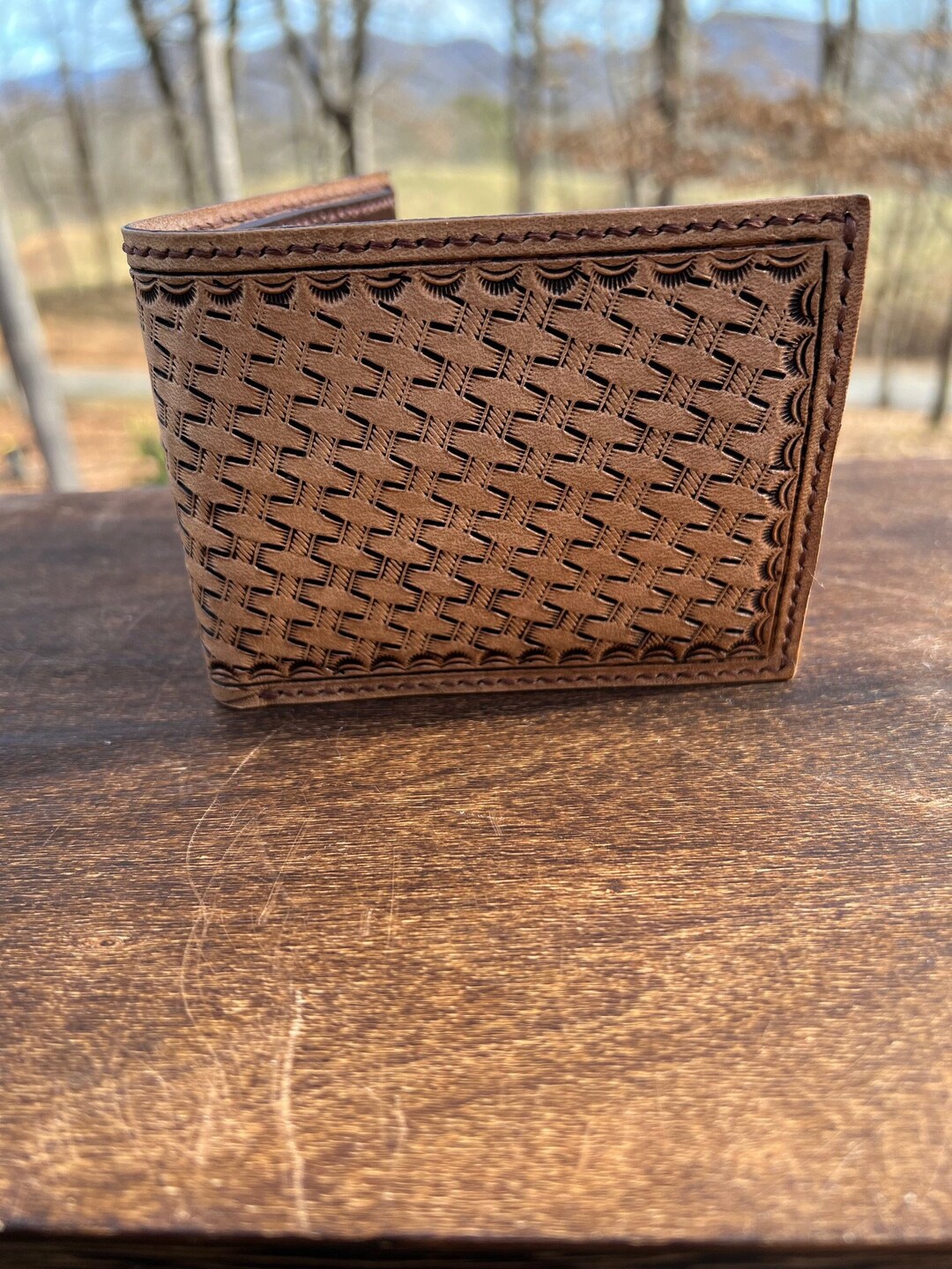 Tooled Leather Bifold Wallet - Etsy