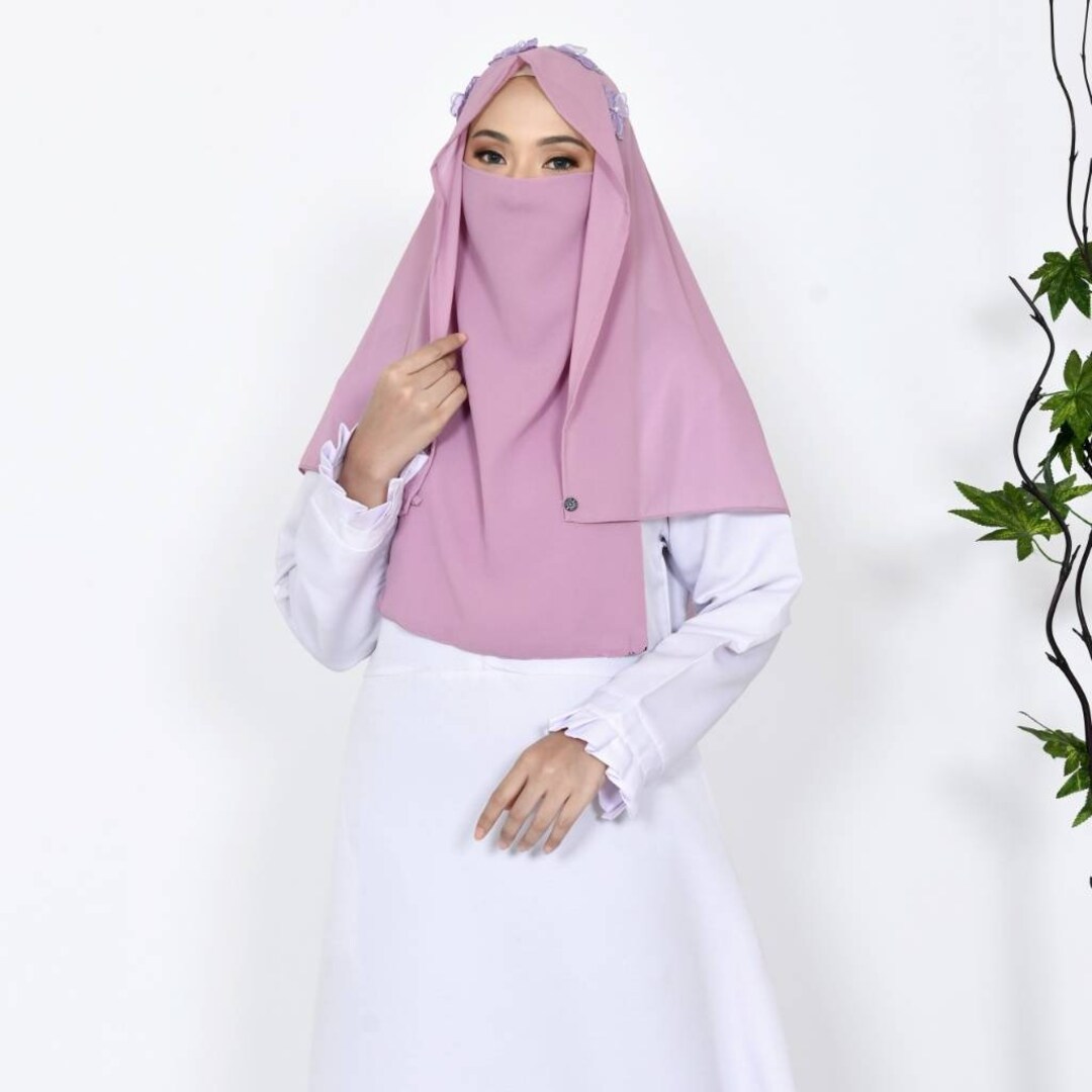 Jasmine Khimar Veil With Niqab Veil With Organza - Etsy