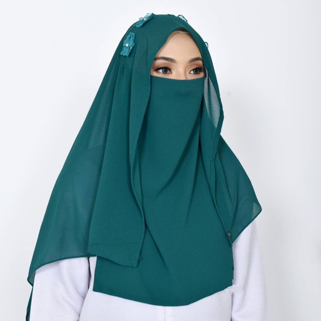 Jasmine Khimar Veil With Niqab Veil With Organza - Etsy