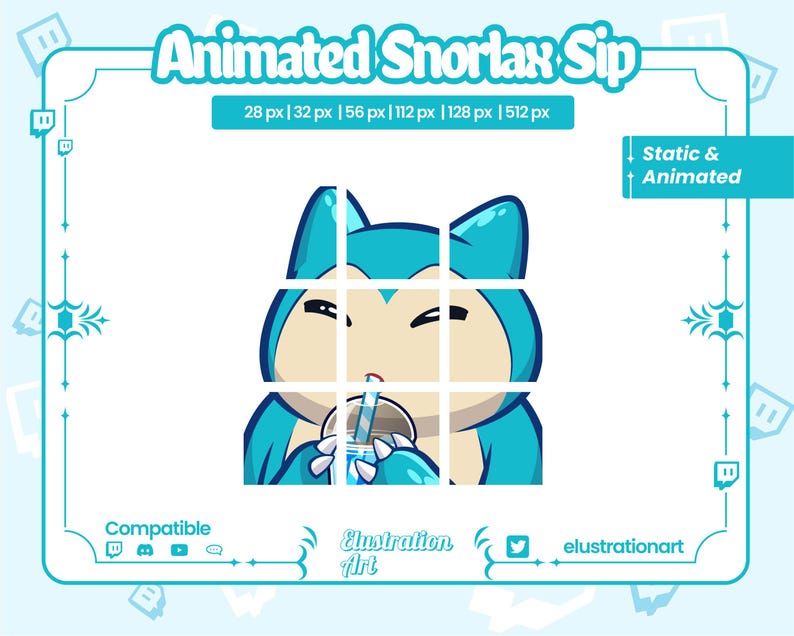 Animated Snorlax Sip Emote for Twitch, Kick, Discord, Youtube - Etsy