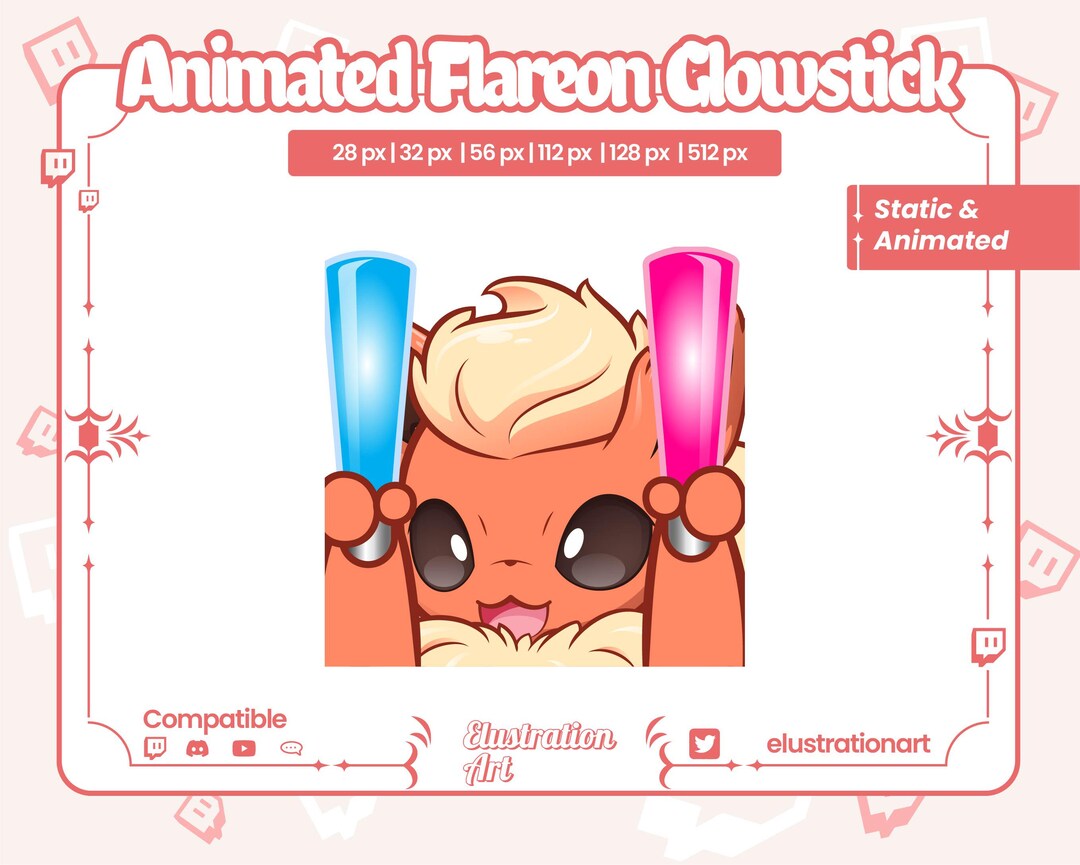 Animated Flareon Glowstick Emote: Twitch, Kick, Discord, Youtube - Etsy