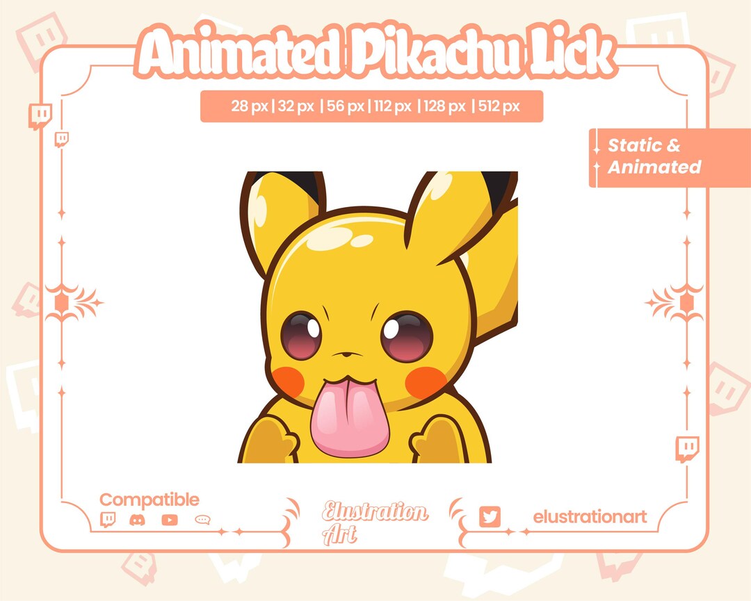 Animated Pikachu Lick Emote: Twitch, Kick, Discord, Youtube - Etsy