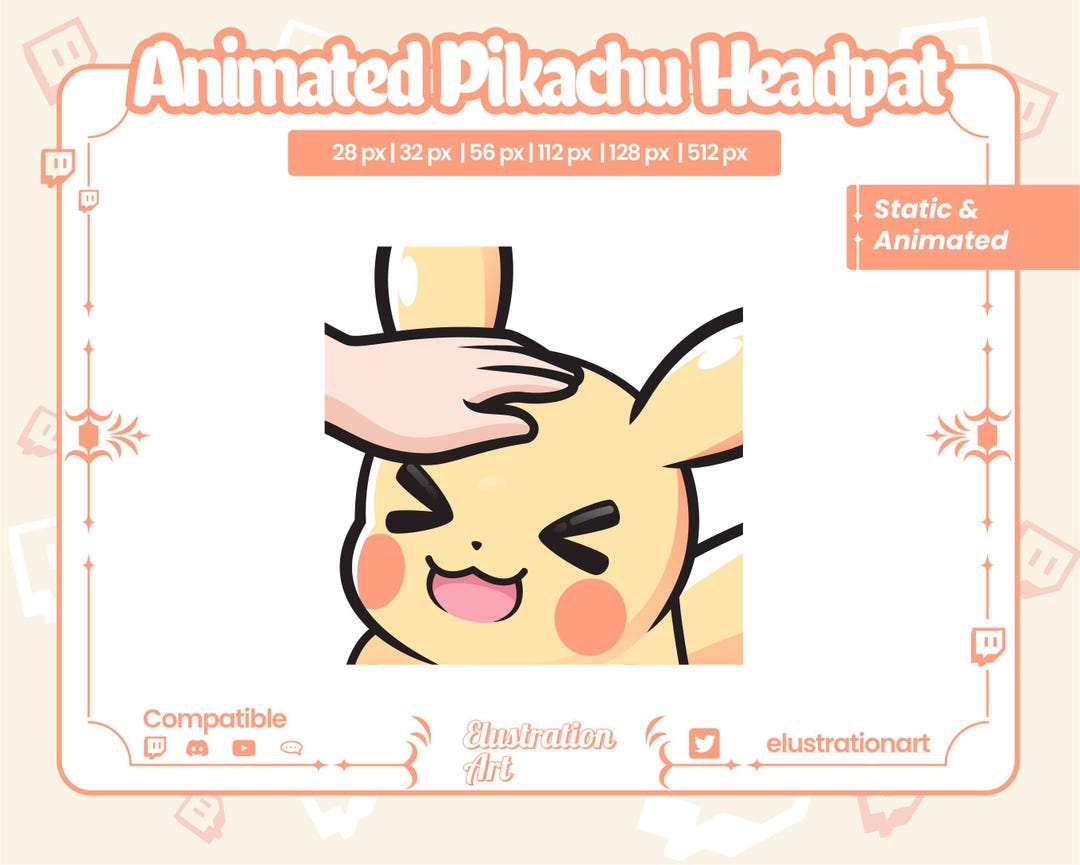 Pikachu Pokemon Headpat Twitch Emote - Etsy