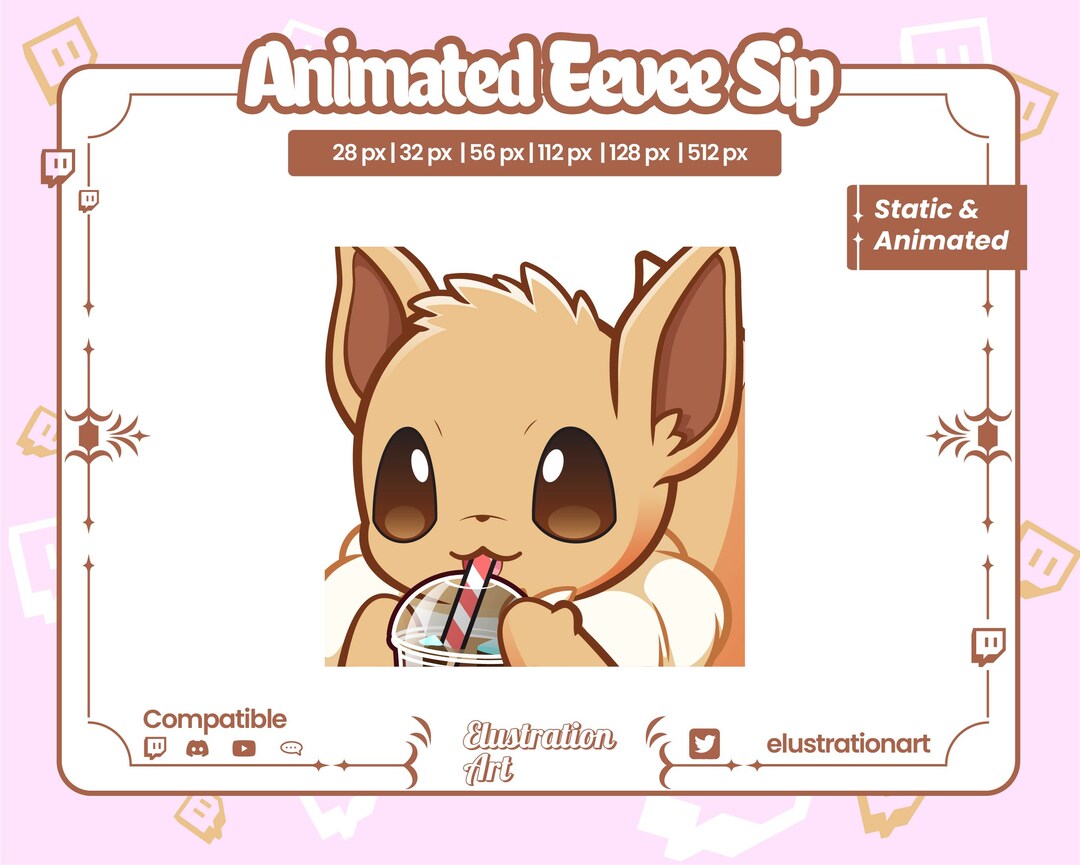 Eevee animado Pokémon Sip Twitch Emote / Eevee animado Pokémon Bebida ...