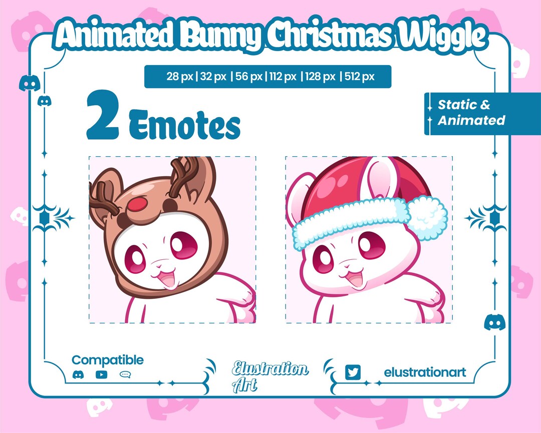 Animated Bunny Christmas Wiggle Emote: Twitch, Kick, Discord, Youtube ...