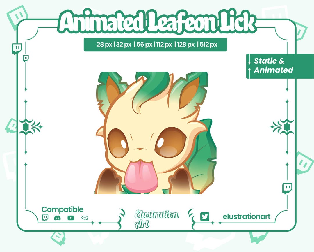 Animated Leafeon Lick Emote: Twitch, Kick, Discord, Youtube - Etsy