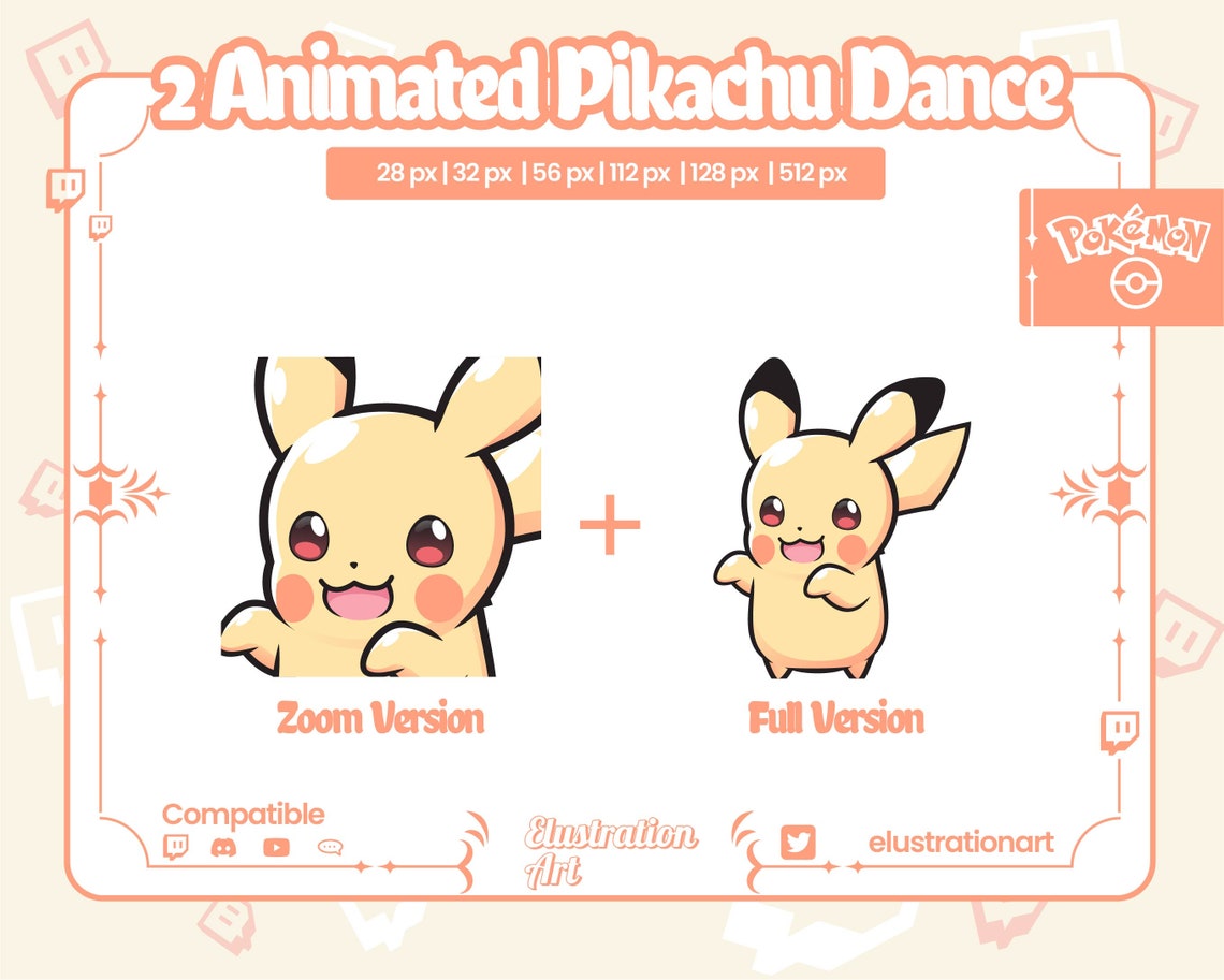 Animated Pikachu Dance Emote: Twitch, Kick, Discord, Youtube - Etsy