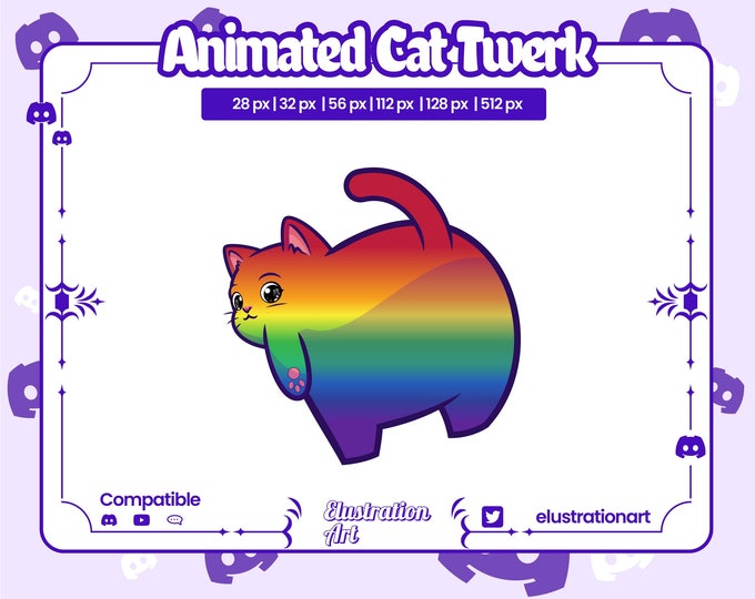 42 RAINBOW CAT Emotes Mega Pack Cute Chibi Kitten Furry Pet Sweet Neko ...