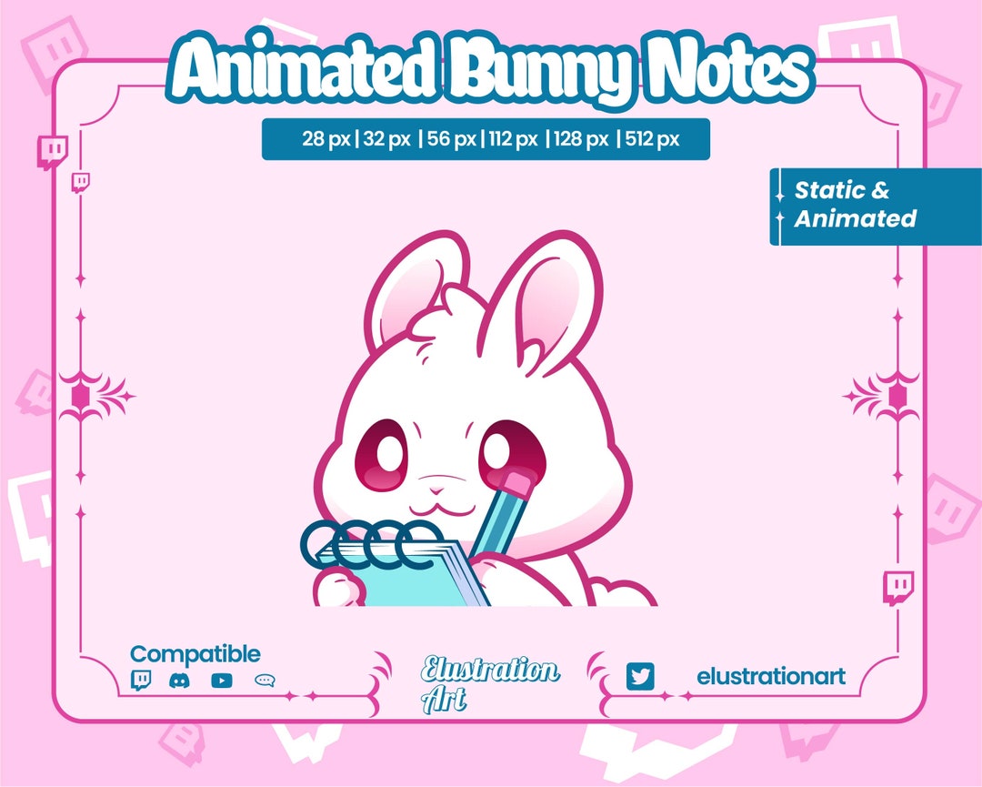 Animated Bunny Notes Twitch Emote / Animated Rabbit Notes Discord Emote ...