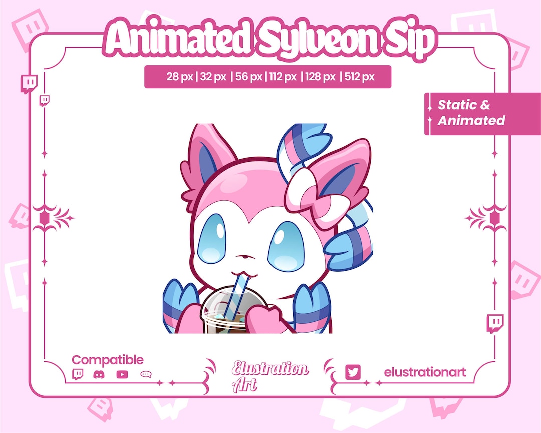 Animated Sylveon Sip Emote for Twitch, Kick, Discord, Youtube - Etsy