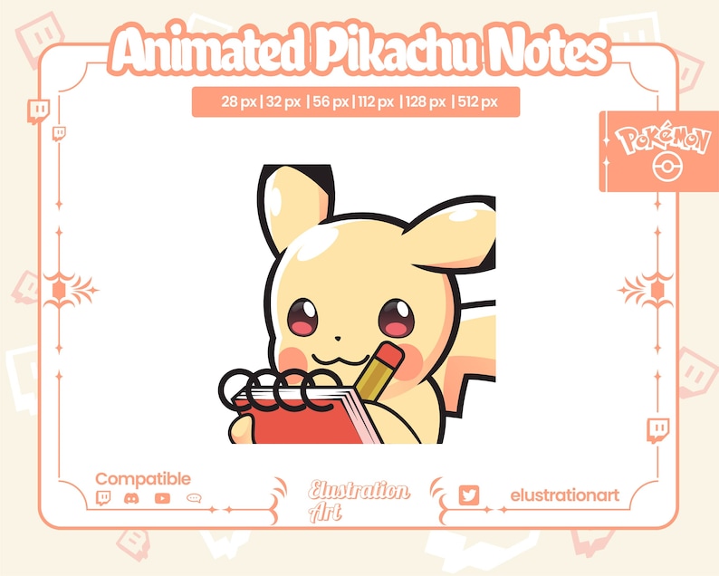 Pikachu Pokemon Notes Twitch Emote - Etsy