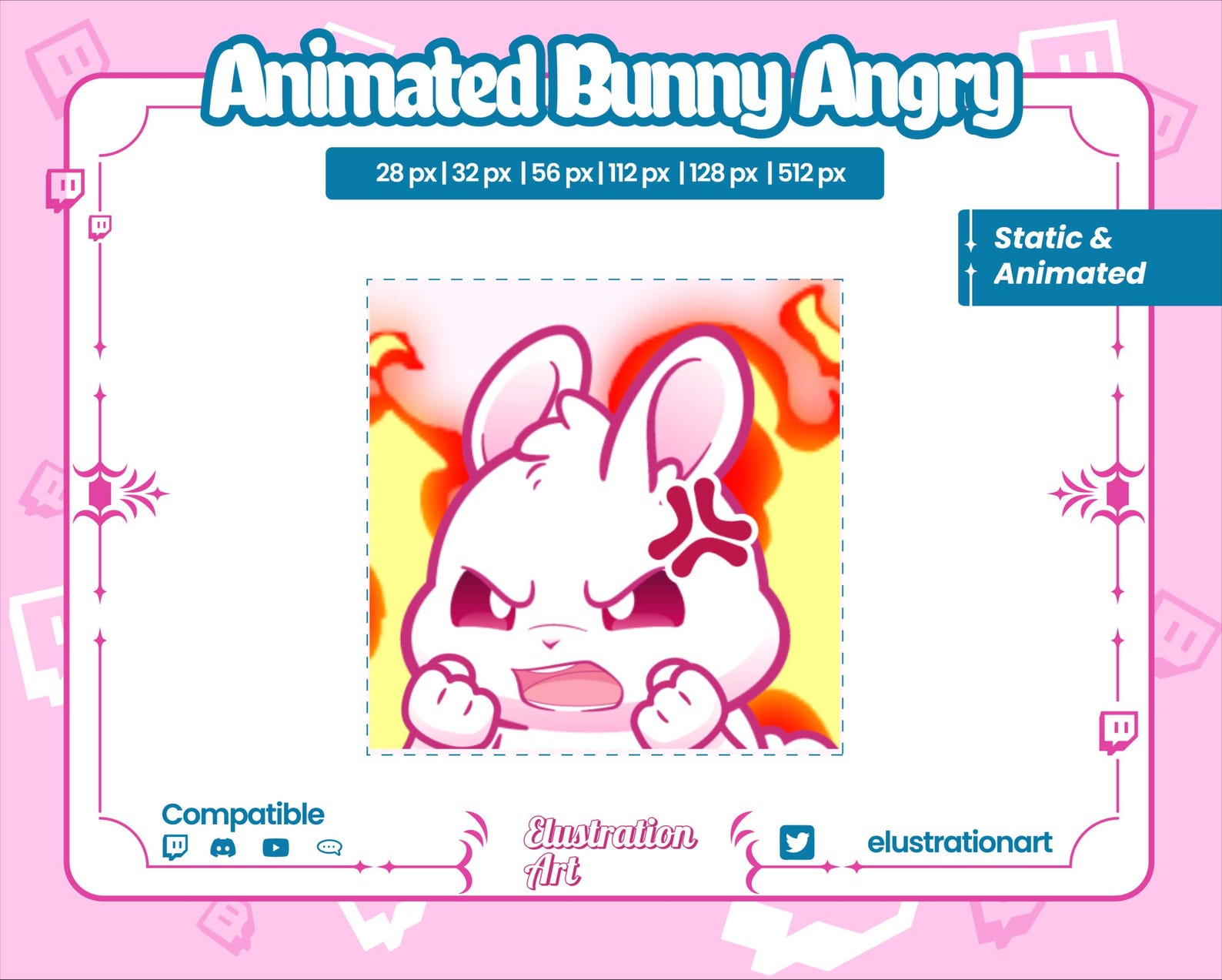 Animated Bunny Angry Emote for Twitch, Kick, Discord, Youtube - Etsy