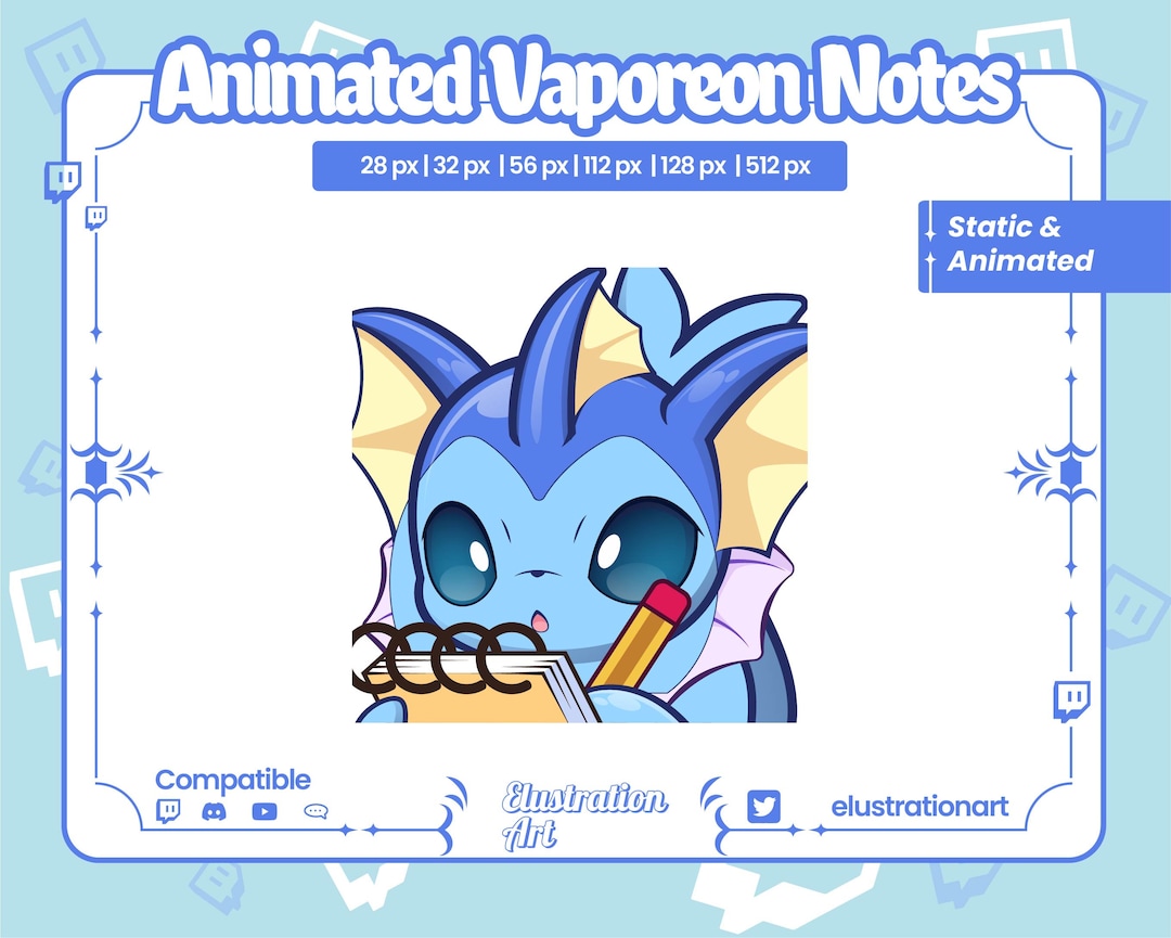 Animated Vaporeon Notes Emote for Twitch/discord (digital Download) - Etsy
