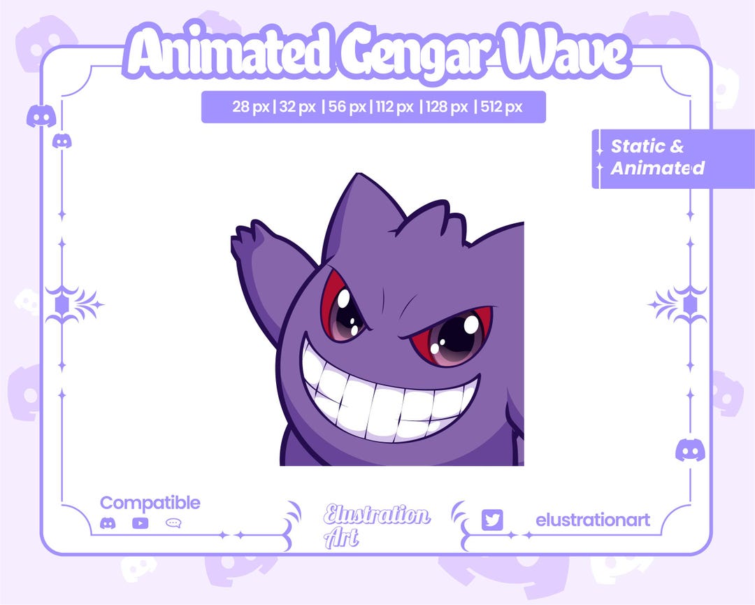 Animated Gengar Wave Emote: Twitch, Kick, Discord, Youtube - Etsy