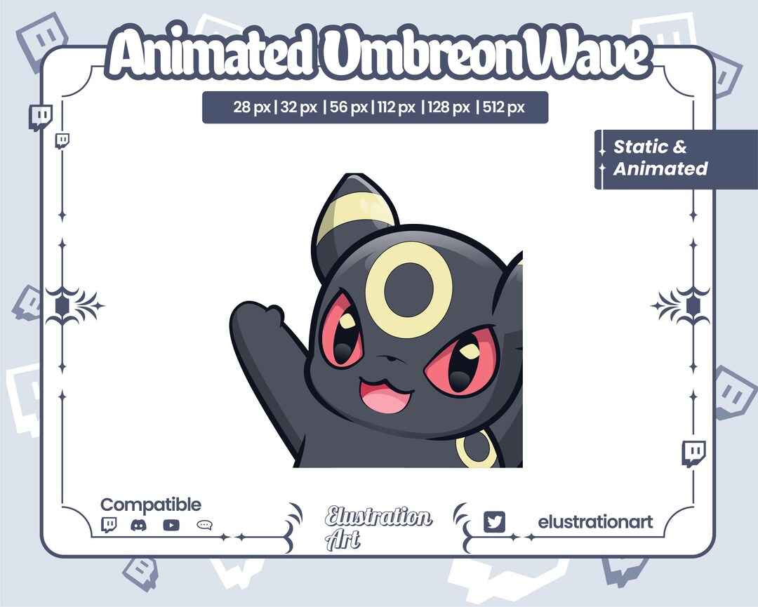 Animated Umbreon Wave Emote: Twitch/discord/youtube (digital Download ...