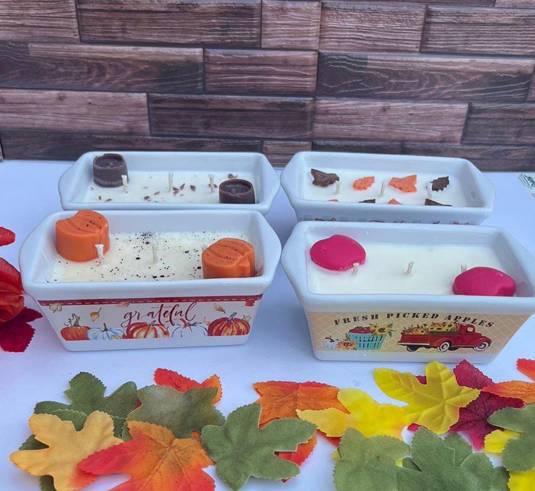 SEASONAL Fall Scented 3-wick CANDLES - 10oz (pumpkin, Peppermint ...