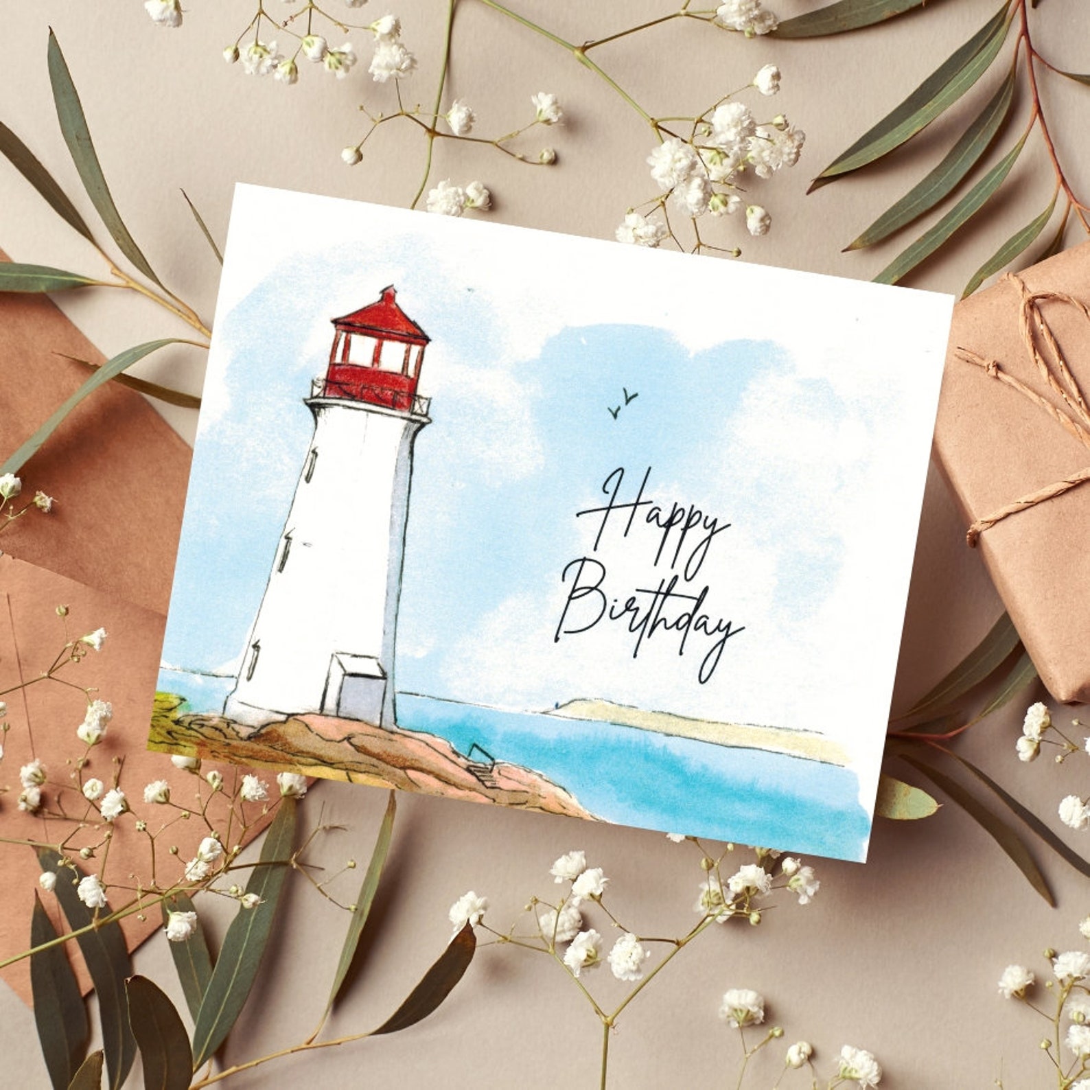 Lighthouse Card Birthday Card - Etsy