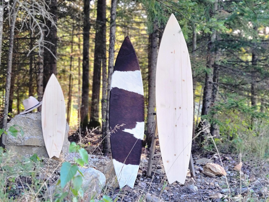 Boho Art Deco COWHIDE SURF Art Wooden Surfboard Frame DIY Surfing Deco ...