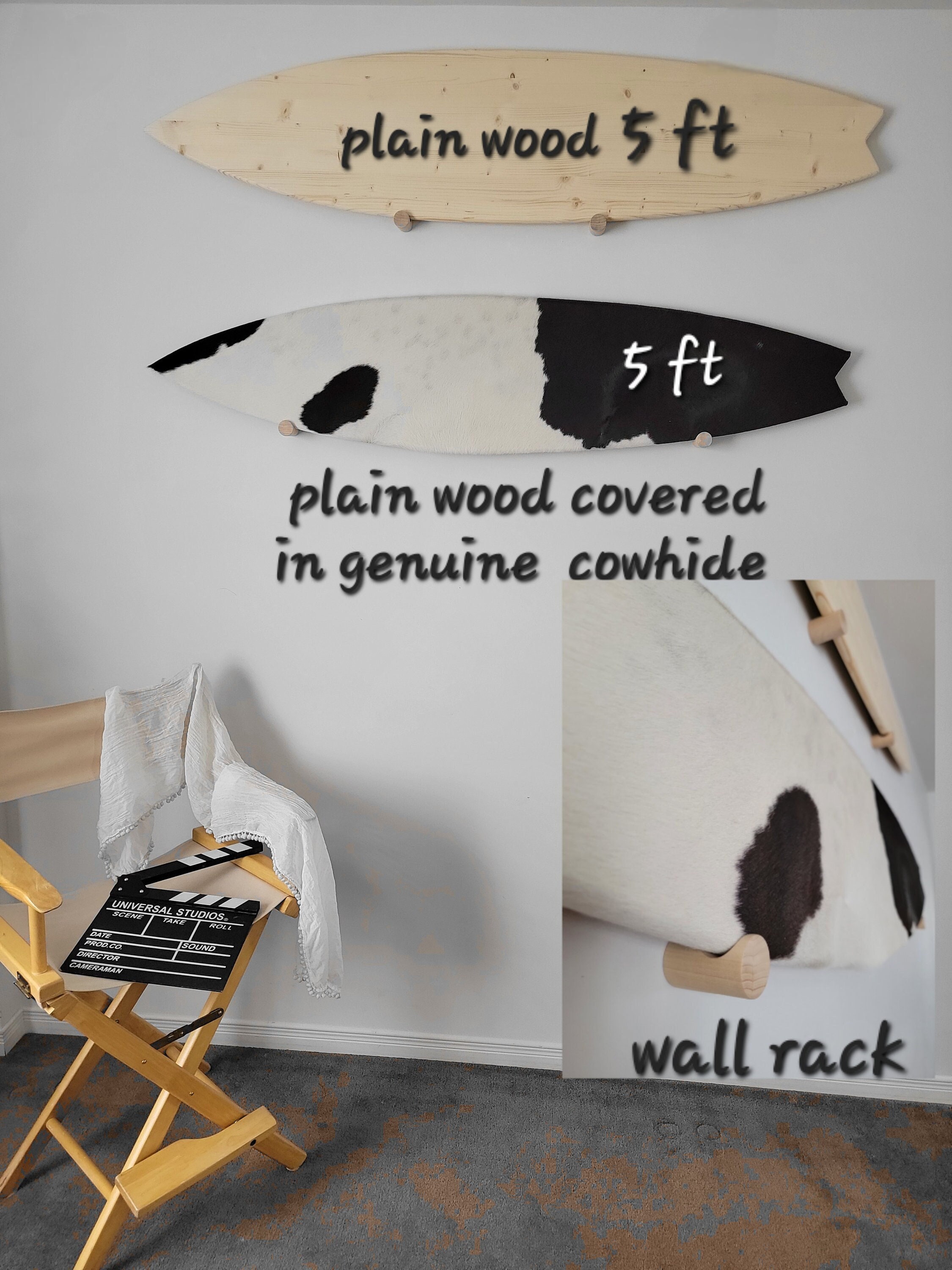 Cowhide Surfboard - Cow Hide Decor – Rustic Surfboard Art Ranch, Surf ...