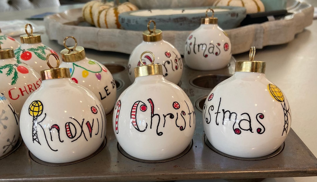 Custom Hand Painted Personalized Christmas Porcelain Ball Ornaments ...