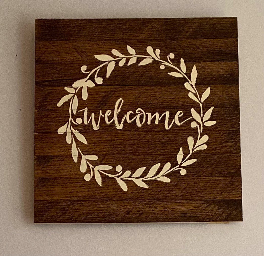 Medium Oak Welcome Sign Wall Hanging Home Decor - Etsy