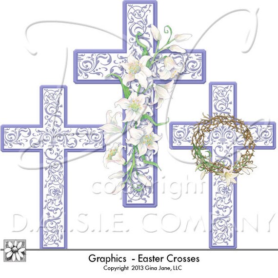 Purple Robe Easter Cross Graphics Watercolor Cute Clip Art by Gina Jane ...