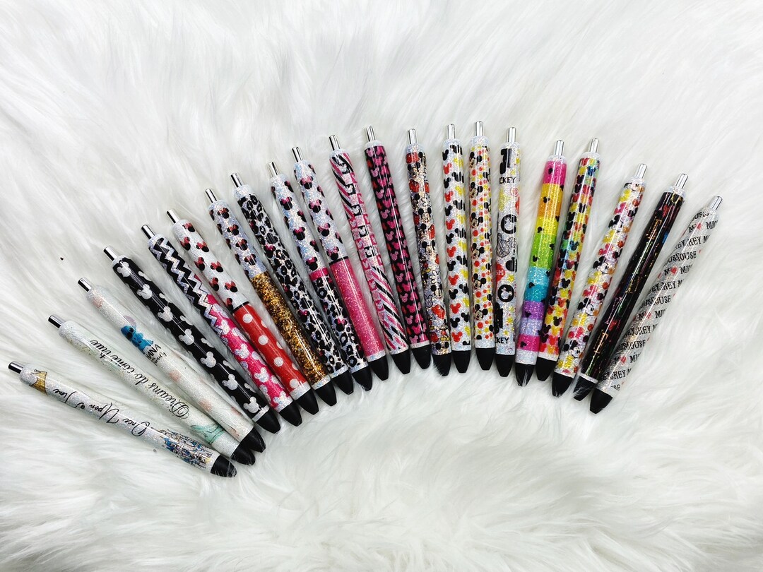 Mouse and Castle Glitter Pens Custom Birthday Gift Refillable Inkjoy ...