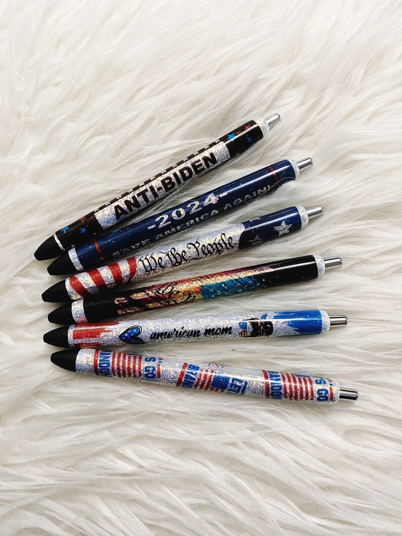 Patriotic Glitter Pens Birthday Gift Custom Glittered Pens - Etsy