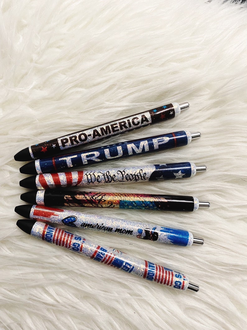 Patriotic Glitter Pens Birthday Gift Custom Glittered Pens - Etsy