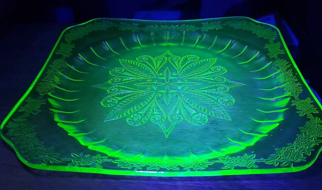 Vintage Uranium Vaseline Green Adam Depression Glass 9" Dinner Plate - Etsy