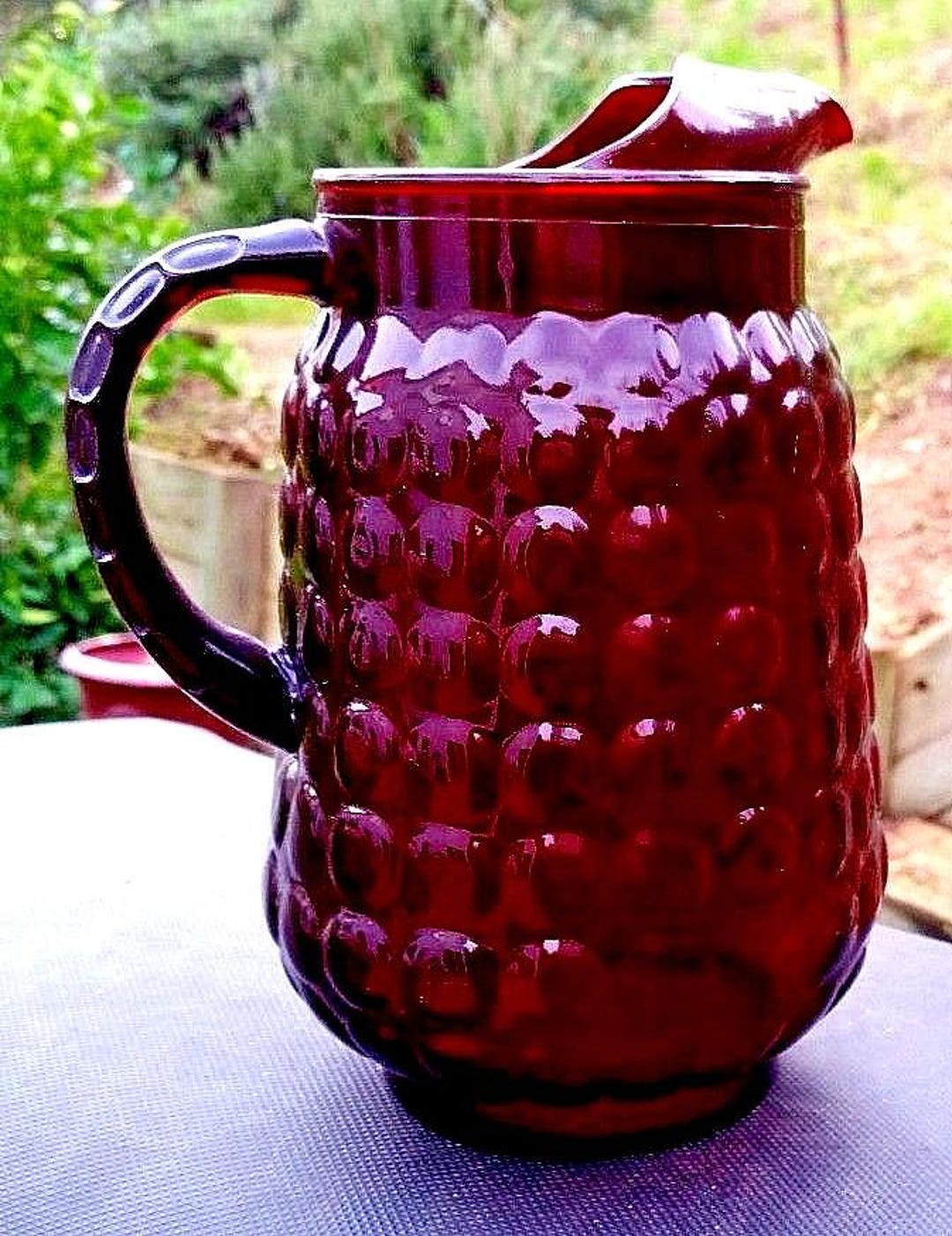 Royal Ruby Anchor Hocking Red Bubble 64 Oz. Pitcher With Ice Lip - Etsy