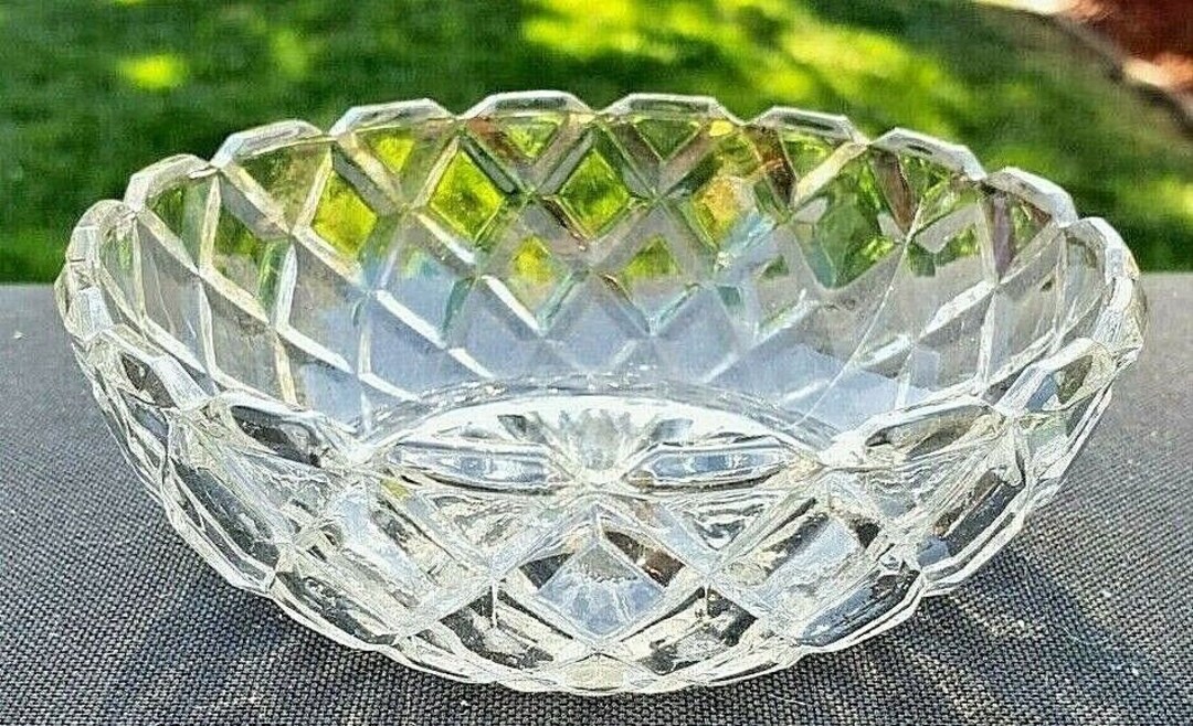 Vintage Crystal Waterford Waffle Small Fruit/dessert Bowl 4 3/4" X 1 5/ ...