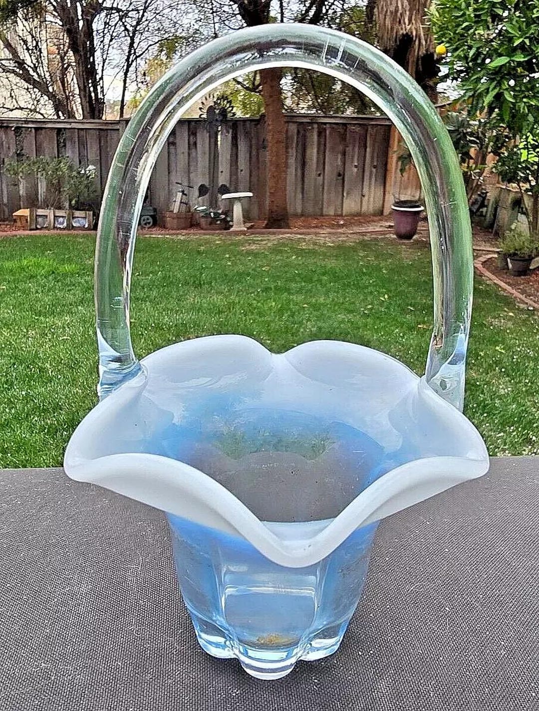 Blue Opalescent Duncan Miller Canterbury Basket 8 3/8" T X 5 1/4" W - Etsy