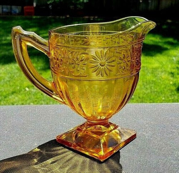 Amber Daisy 8 Oz. Footed Creamer 4 1/4 - Etsy