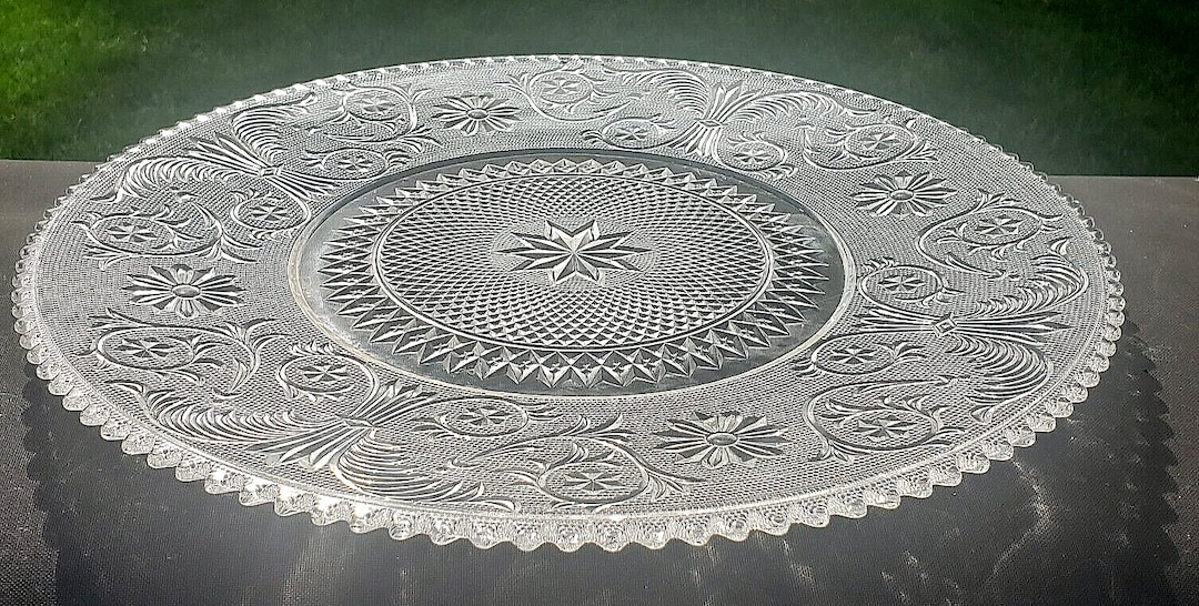 Vintage Crystal Duncan & Miller Sandwich 13 1/4" Service Plate - Etsy