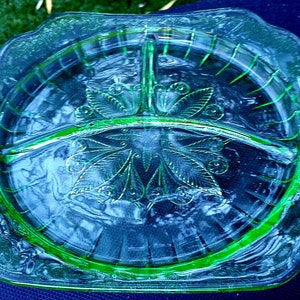 Vintage Uranium Vaseline Green Adam Depression Glass Grill Plate 9 1/2 ...