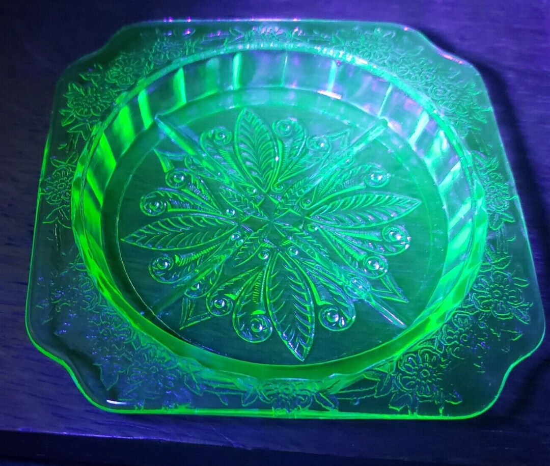 Vintage Uranium Vaseline Green Adam Depression Glass 3 1/4 Coaster - Etsy