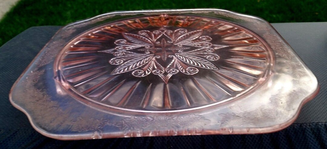 Pink Depression Jeannette Glass Adam 10" Footed Cake Plate - Etsy