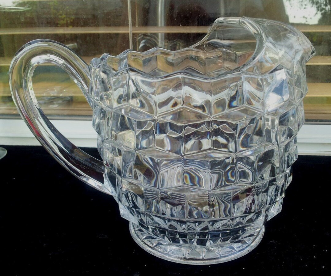 Vintage Crystal American Fostoria Pitcher 3 Pint With Ice Lip 6 1/2 ...