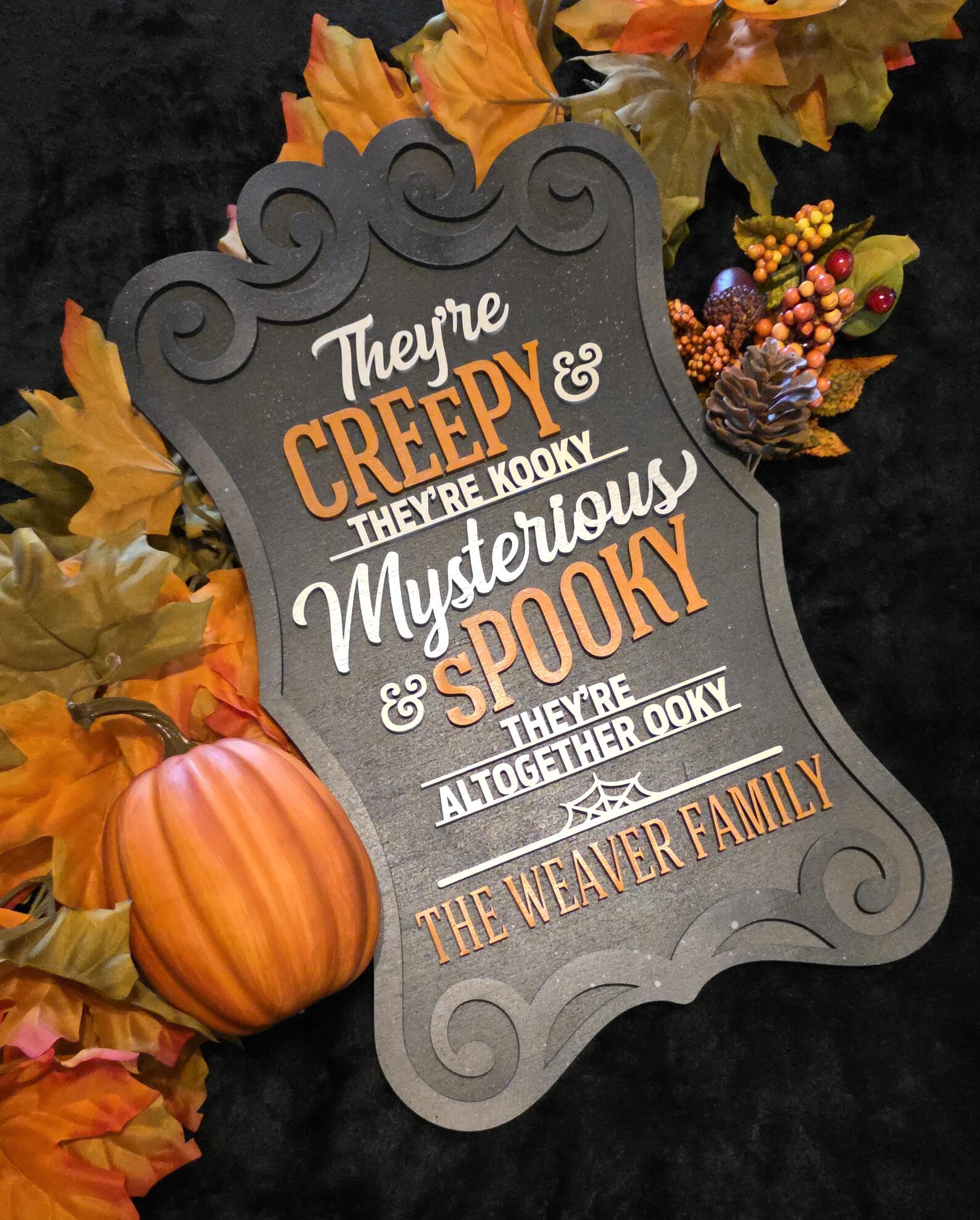 Personalized Halloween Door Sign – Handmade Wooden Family Name Plaque ...