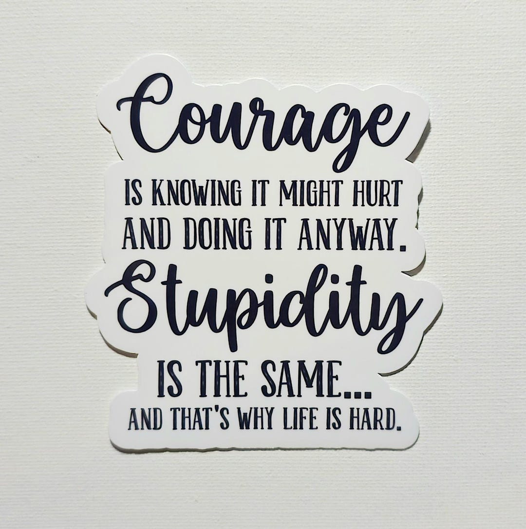 Courage is Knowing It Might Hurt and Doing It Anyway, Stupidity is the ...