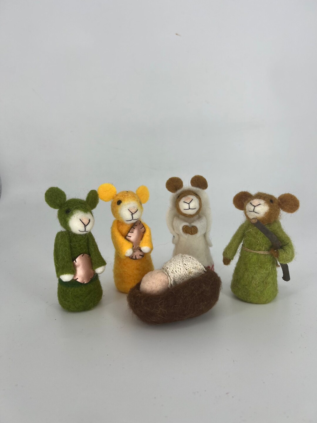 Holy Night Nativity Wool 5pc Set, Handmade Needle Felted Animals ...