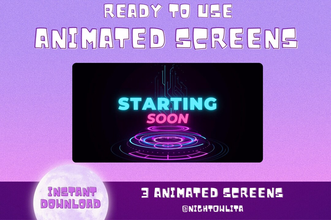 ANIMATED Neon Screen / Starting Soon / Be Right Back / Ending Soon ...